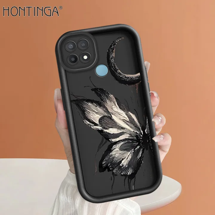 Hontinga for OPPO A15 A15S Back Cover black butterfly Pattern Ladder ...