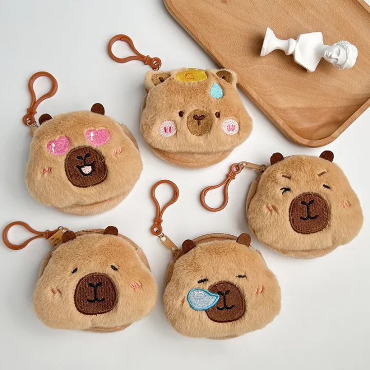 Cute Cartoon Capybara Plush Coin Purse Keychain Headphone Lipstick Bag ...