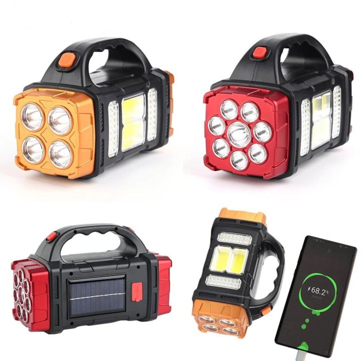 Dual Sided Powerful Solar LED Flashlight With COB Work Lights USB ...