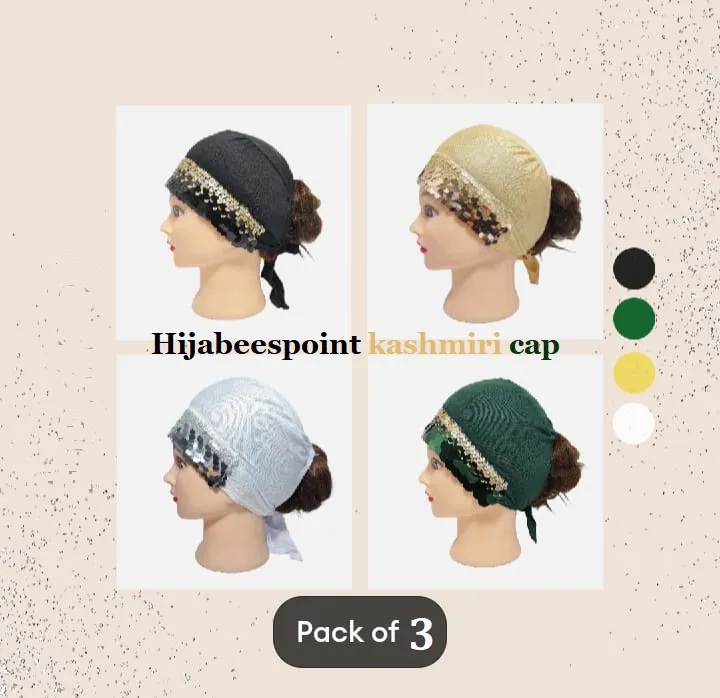 PACK OF 3 Fancy & Stylish Kashmiri Hijab Cap - Party Wear Fancy Look ...