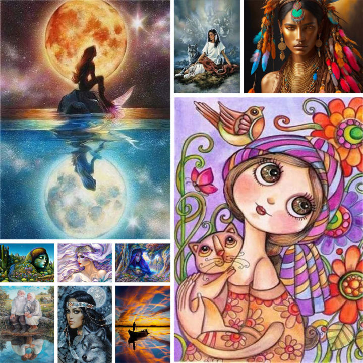 Emotion HENG Women Portrait Pre-Printed Cross Stitch Embroidery ...