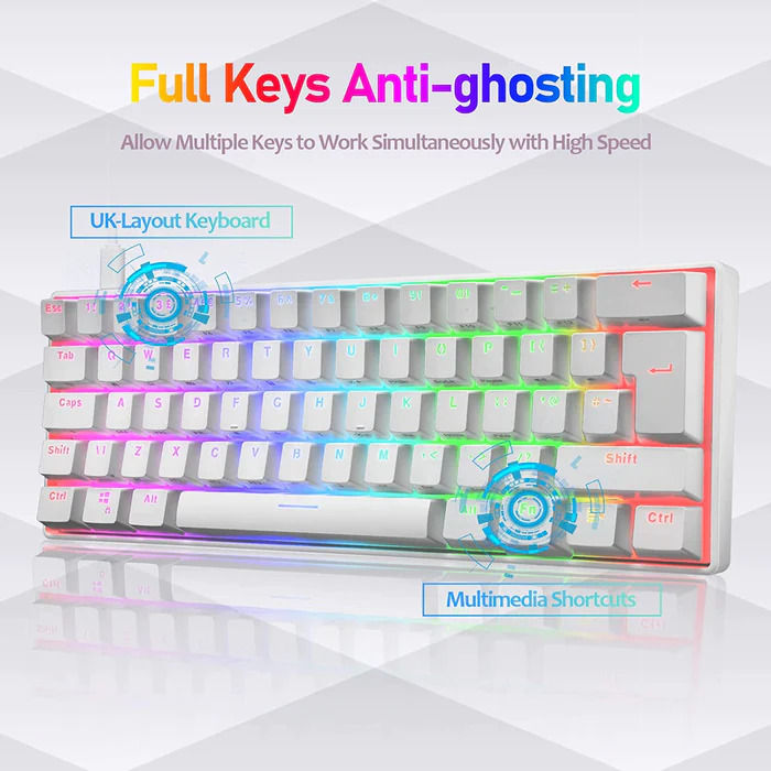 MAGIC-REFINER MK21 RGB Backlit 62 Key Mechanical Gaming Keyboard USB C ...