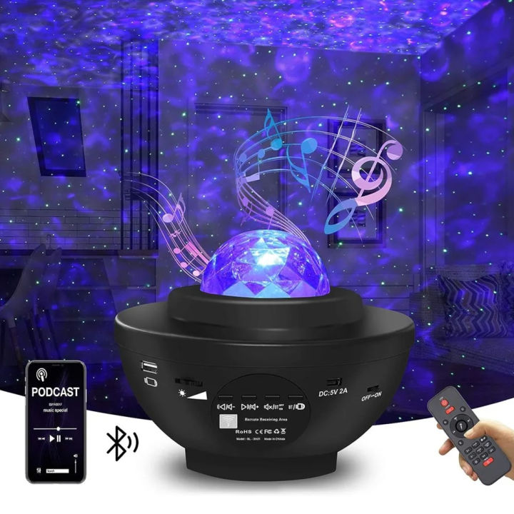 Galaxy Projector LED Starry Night Light – Built-in Music Speaker with ...