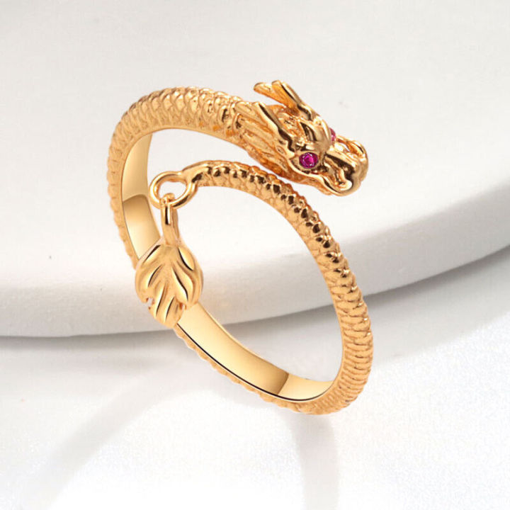Adjustable Dragon's Tail Qiankun Lucky Ring Eye-catching -plated ...