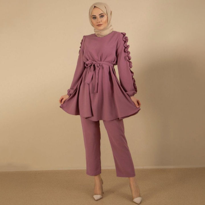 Turkish Style 2 Piece Suit for Girls, Women, Wool Peach, Long Sleeve ...