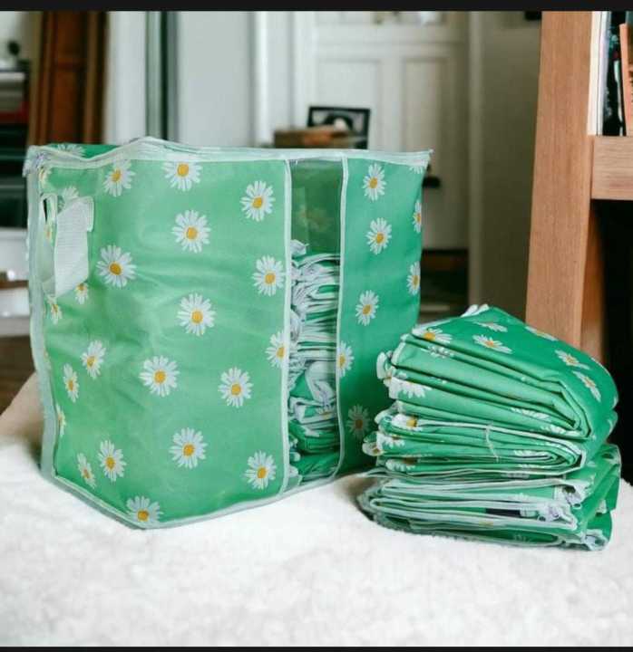 110 GSM New Floral Printed Cloth Storage Bag GREEN,PINK,ORANGE ...