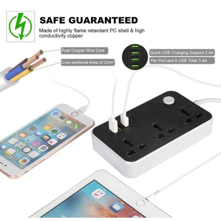 2500W 3.4A Power Socket With 3 Anti-Static AC Sockets And 6 Intelligent ...