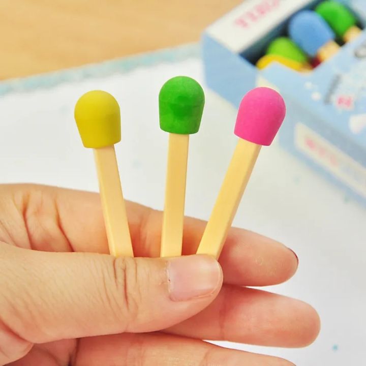 01 Stick / PC Cute Kawaii Matches Eraser Lovely Colored Eraser for Kids ...