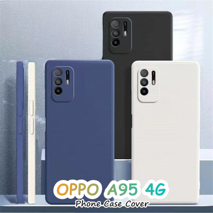 Original For OPPO A95 4G Silicone Full Cover Case Solid Color Phone ...