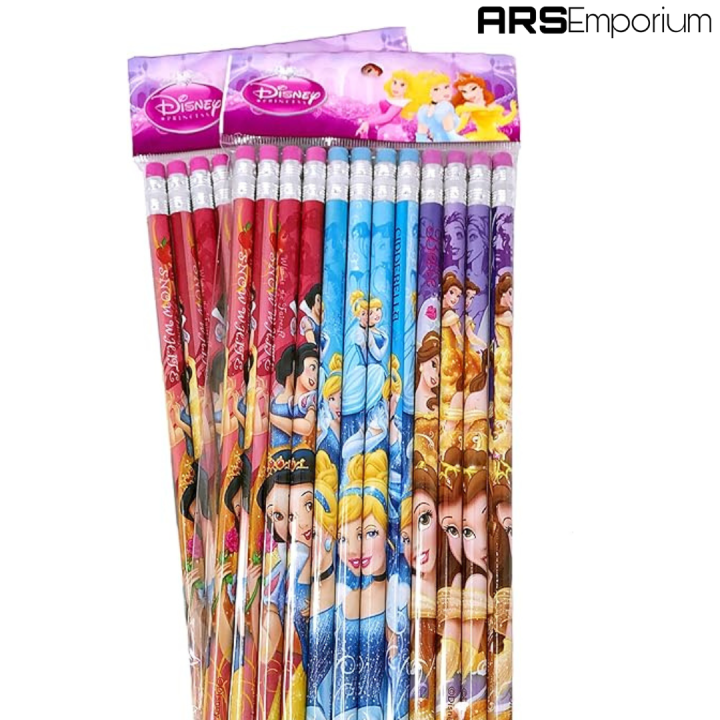 Disney Mickey Mouse & Princess Pencil Set – Pack of 12 Long Pencils for ...