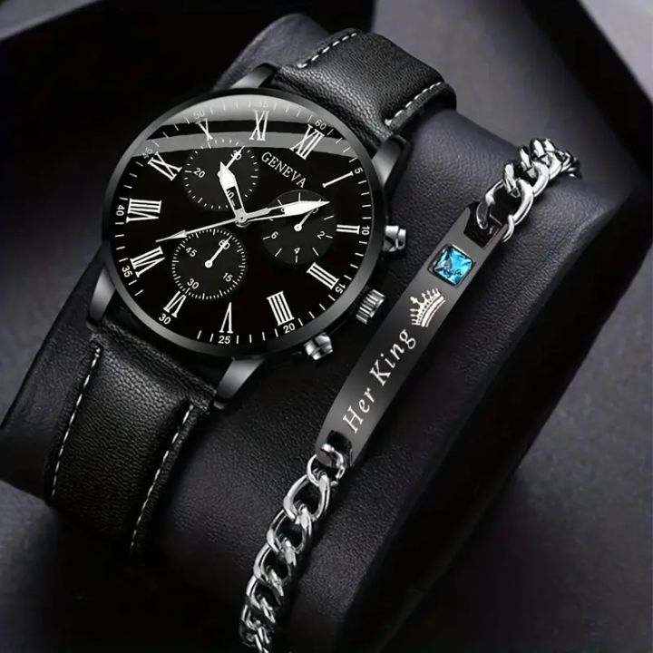 New GENEVA Trendy Men's Leather Belt Watches Ultrathin and Simple ...