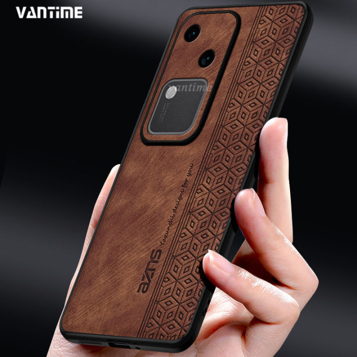 Vantime for Vivo V30 5G Case Soft PU Leather Camera Protect Matte Back ...