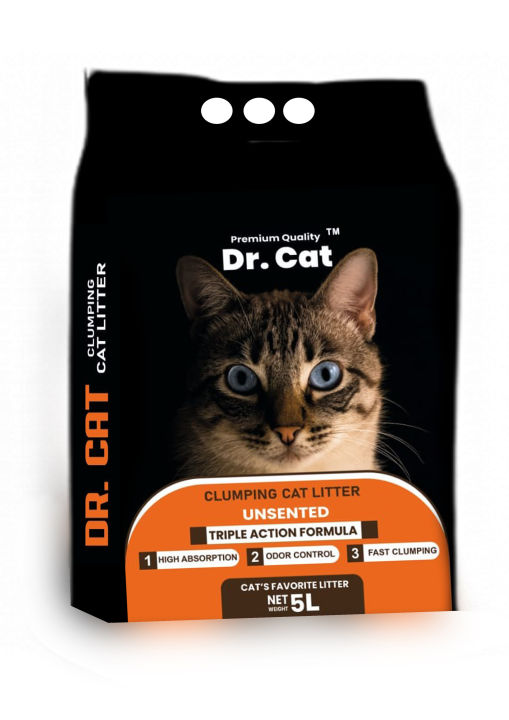 Dr Cat Litter Clay Clumping Cat Litter 5L - Unscented Litter for Cat ...