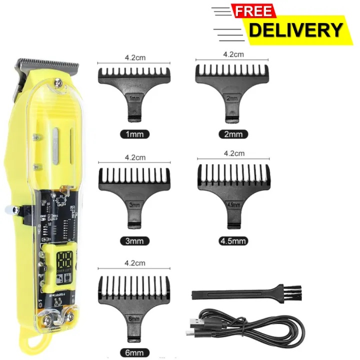 Rechargeable Professional Hair Clipper - Transparent Body - Cordless ...