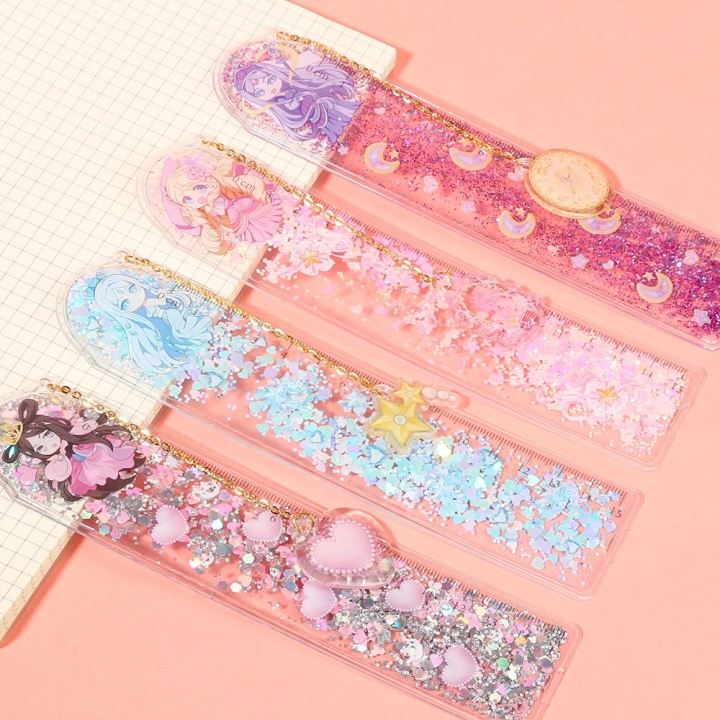 Ye Luoli ruler into the oil quicksand pendant cute stationery ruler ...
