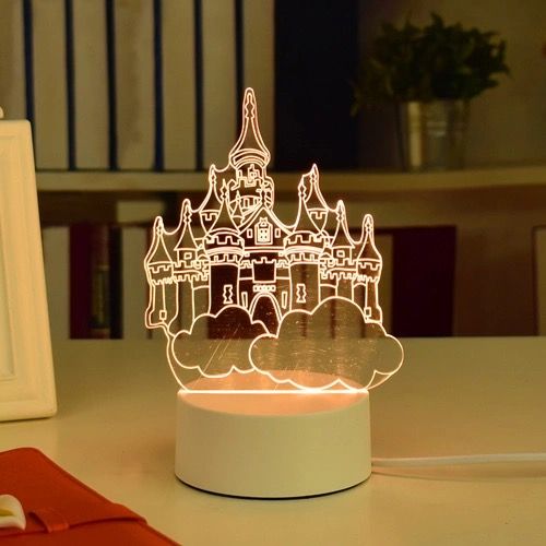 LED night light bedside bedroom table lamp creative 3D visualization ...