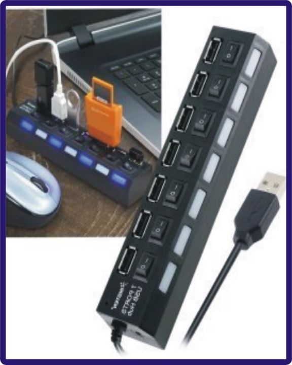 Emily special 7 Ports USB Hub Special with lights and buttons on each ...