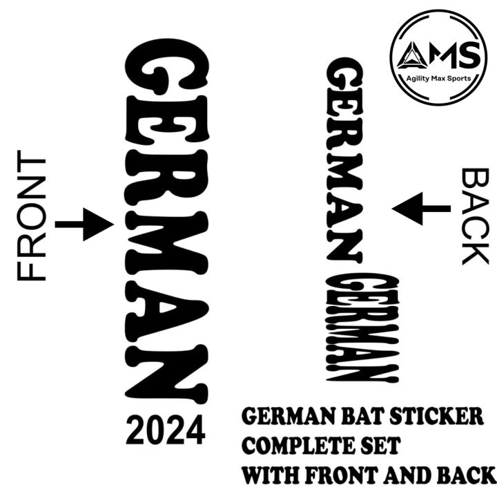 Black Color German Cricket Bat Sticker Complete set for all type of ...