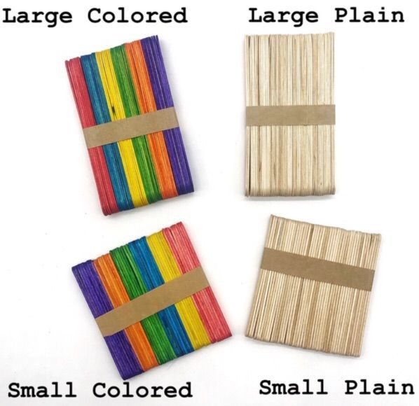 Large and Small Ice Cream Stick (wooden) for Art Work-Multicolored ...