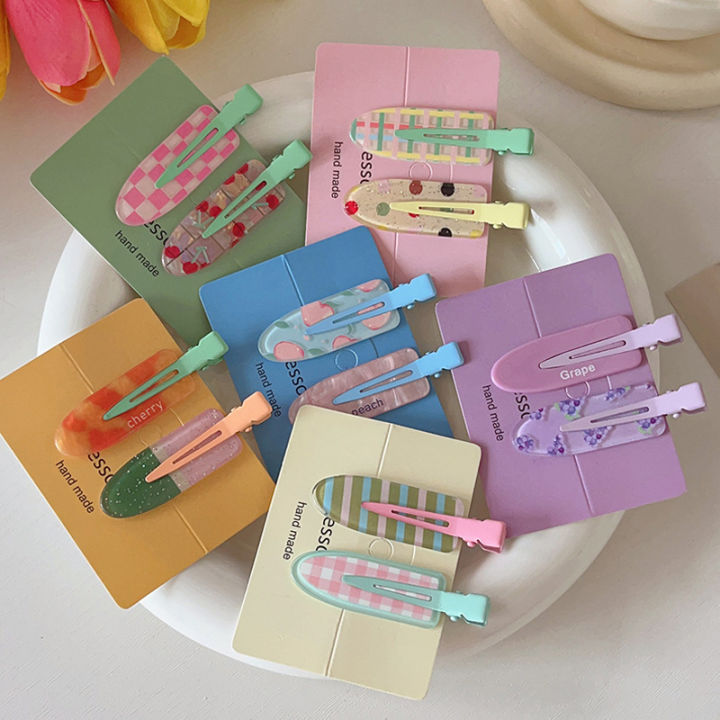 2Pcs Fruit Juice Series Hair Clip Spring Cute Grape Watermelon No Trace ...