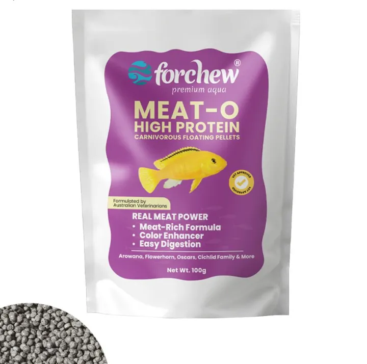 Forchew Premium Meat-O High Protein Carnivore Fish Feed – Floating ...