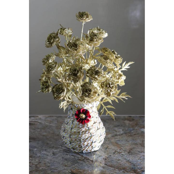 Artificial Flower with Hand Made Fancy Vase Mini Artificial Flowers for ...