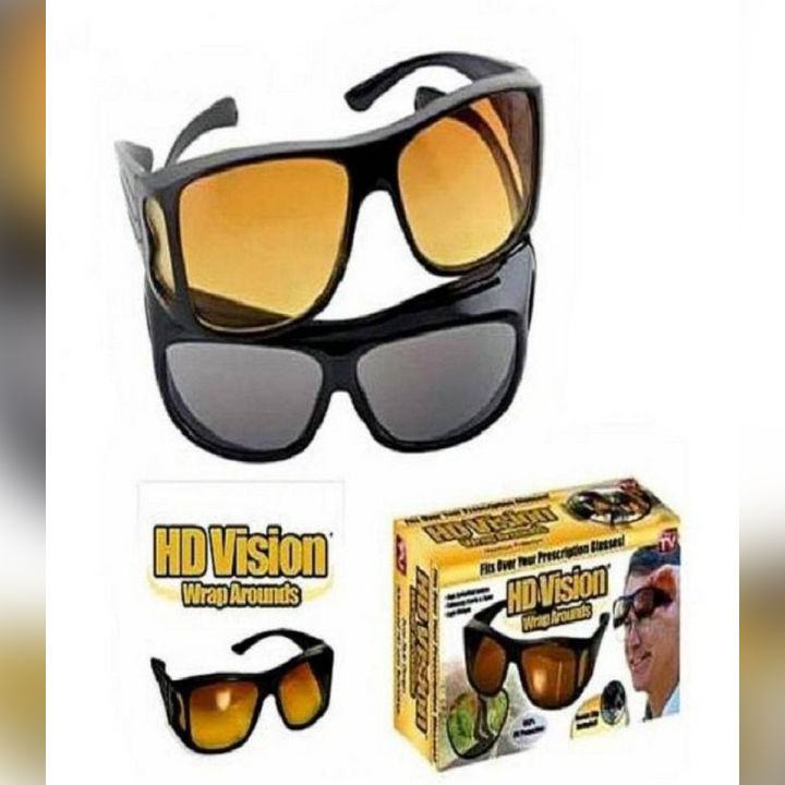Pack of 2 - HD Vision Wrap Around Day & Night Glasses | Daraz.pk