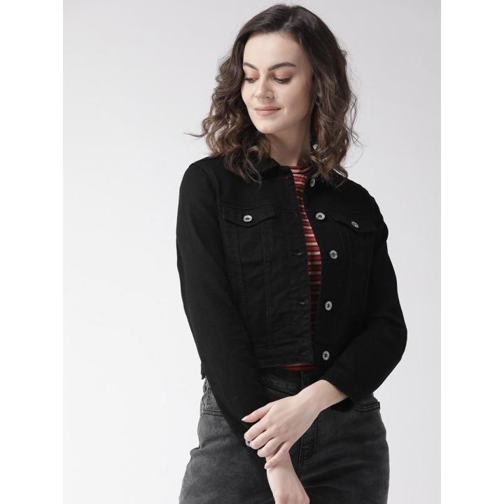 ETERNAL Xpose Women Black Solid Denim Jacket | Daraz.pk