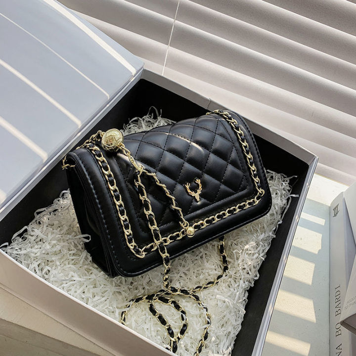 Style Diamond Pattern Chain Bag Women's New High-Grade Small Gold Ball ...