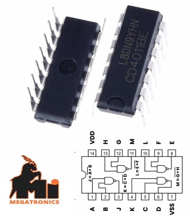 5pcs CD4011BE 4011 quad 2 Input IC NAND Gate IC logic gates | Daraz.pk