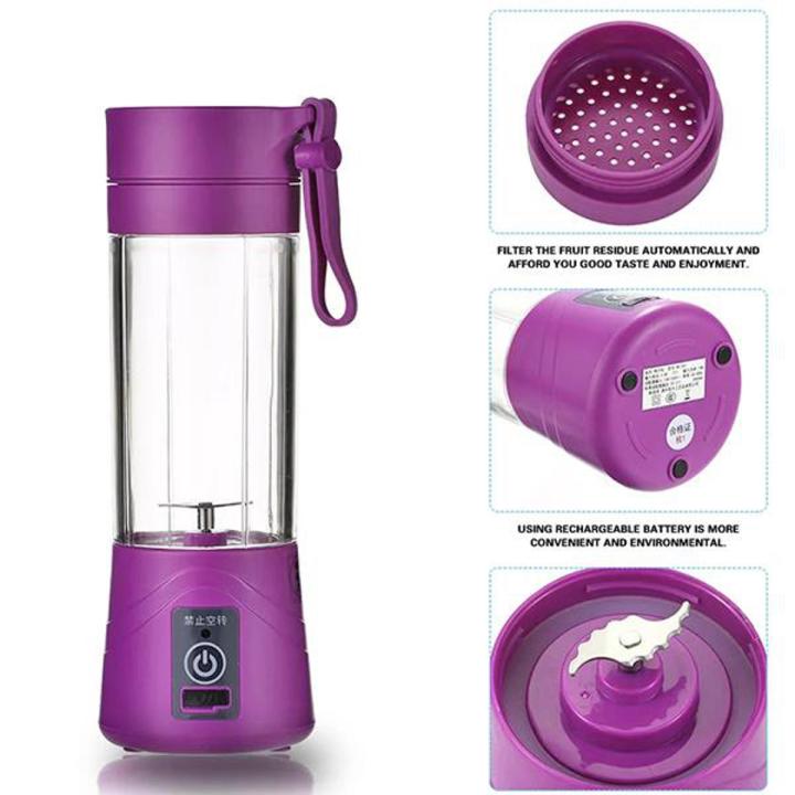 "USB-rechargeable Juicer Blender with 6 Blades - Portable 380ml Mini ...