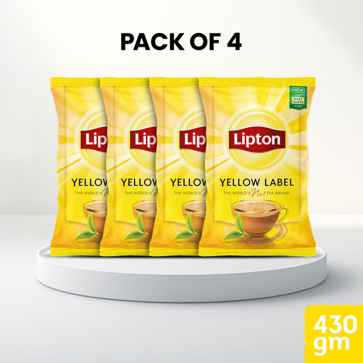 LIPTON YELLOW LABEL | PACK OF FOUR 430Gm | BLACK TEA | NEW STRONGER ...