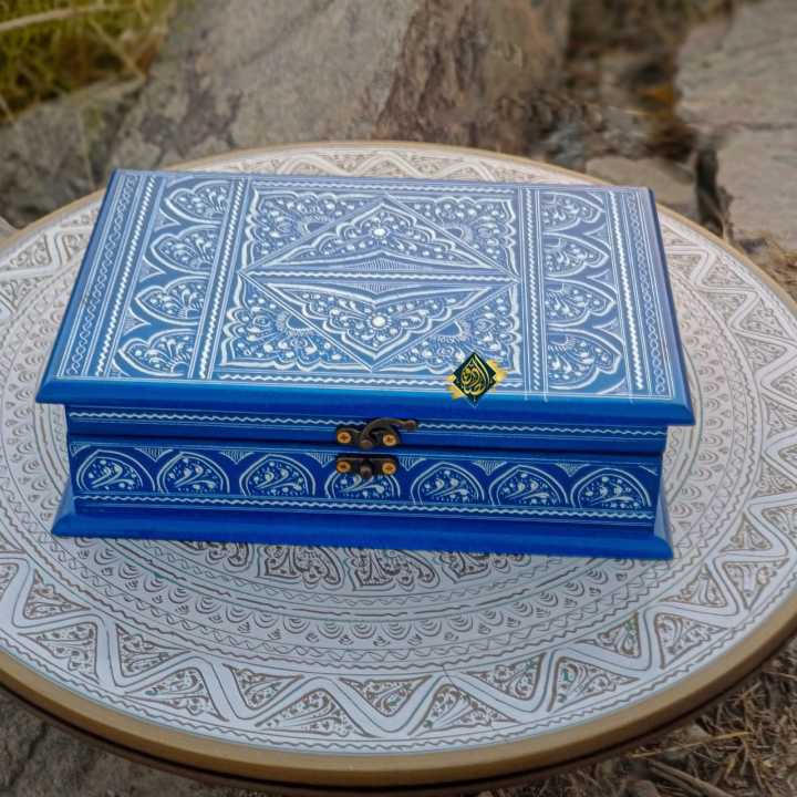 AL-SADIQ TRADERS | Wooden Decorated Jewellery Box Painted In Blue Color ...