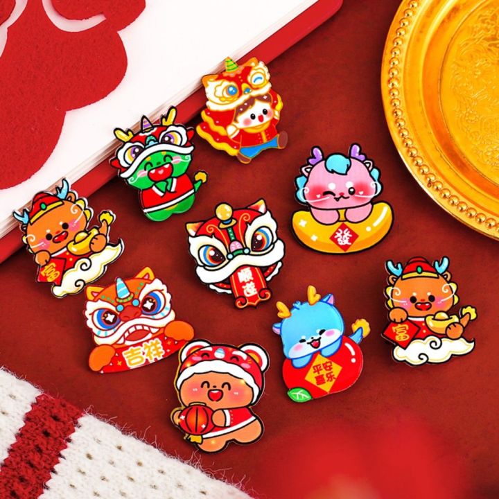 Jewelry Acrylic Spring Festival Pin Dancing Lion Loong Lion Dance ...