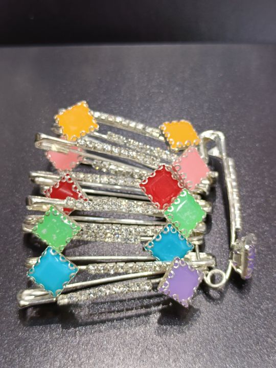Scarf Pins, Hijab Pins, Fancy Safety Pins, 12 Pieces in One Pack | Daraz.pk