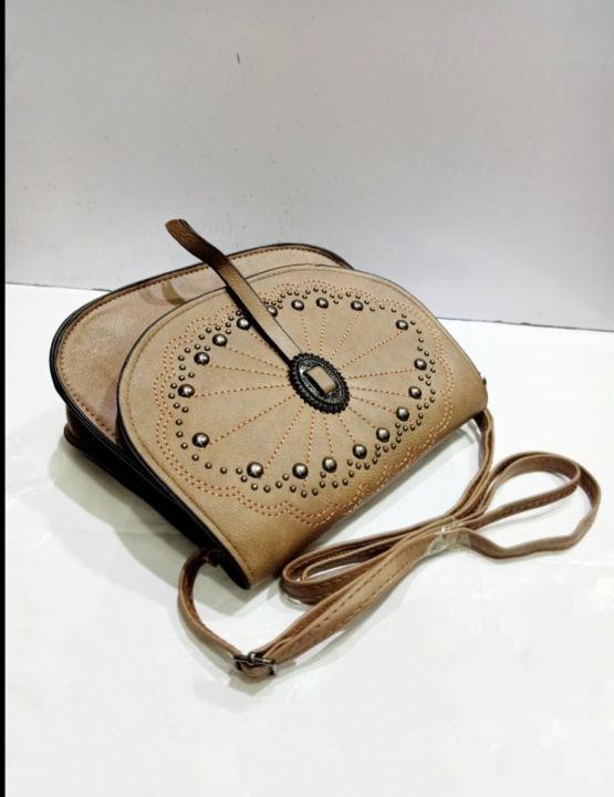 High Quality Pu Leather Stylish Frame Lock Shoulder Carry Bag, Backside ...