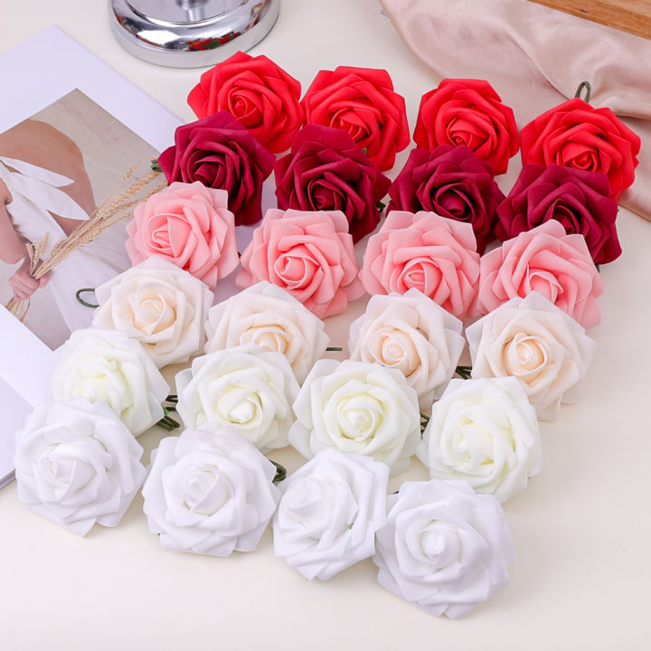 5/10PCS Artificial Foam Flowers Roses For DIY Wedding Simulated ...