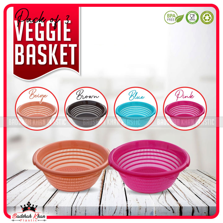 Set of 3 Vegetable Basket - Premium Quality Multi Purpose Basket For ...