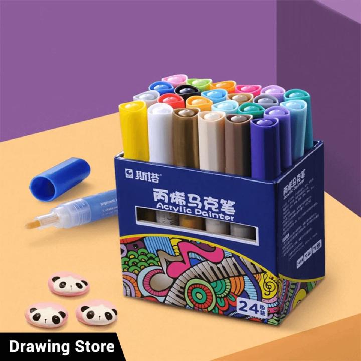 STA Permanent Acrylic Paint Markers Set 24 Colors Permanent Art Markers ...