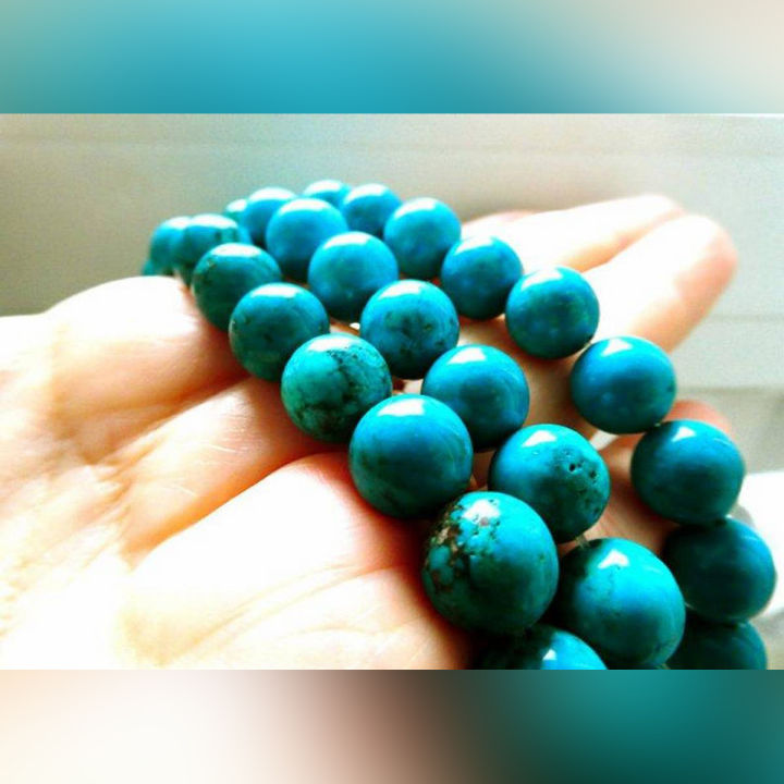 Turquoise Blue Stone (Feroza) Beads (Mala) Necklace Traditional ...