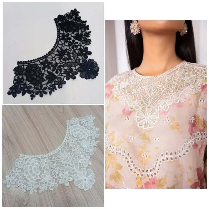 Embroidered Neck Patch - White & Black | Daraz.pk
