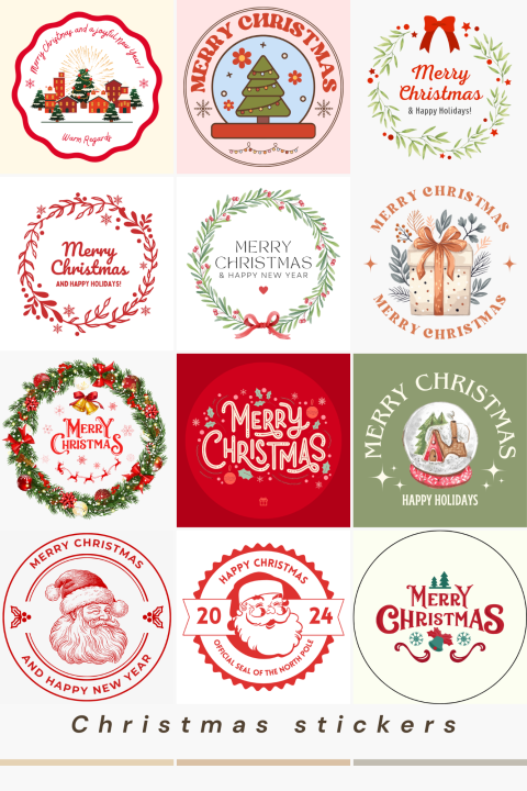 Charming Christmas Stickers & cards Set 6 cards & 30 stickers- Festive ...