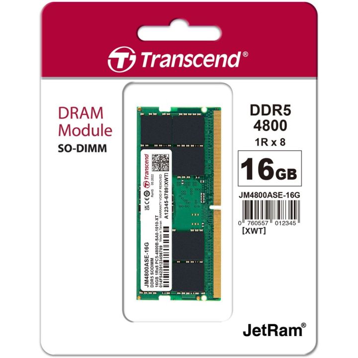 Transcend JetRam 16GB DDR5 4800 SO-DIMM DRAM Memory Module for Laptop ...