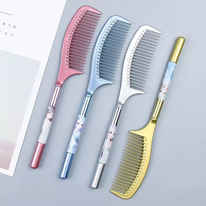 01 Pc Kawaii Comb Shape Gel Pen Cute Girl Black Ink Pens School Office ...