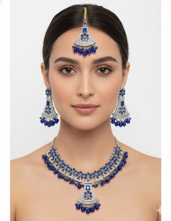 💎 Royal Blue & Stone Bridal Jewelry Set – Premium Crystal Collection 💎 ...