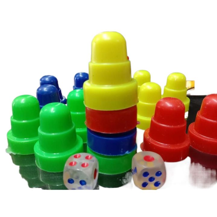 19 Pcs Large Size Ludo Goti Set with Crystal Dice | Large Size Pawns ...