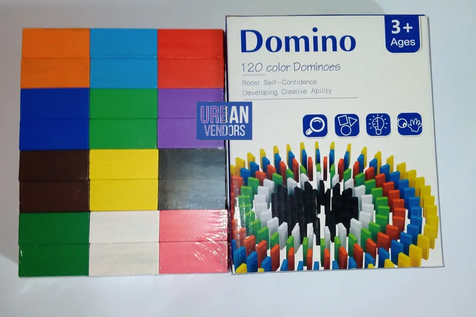 Wooden Dominos 120 Block Multicolor Set Kids Educational Play Toy Domino Game for Boys and Girls Birthday Gift Daraz.pk