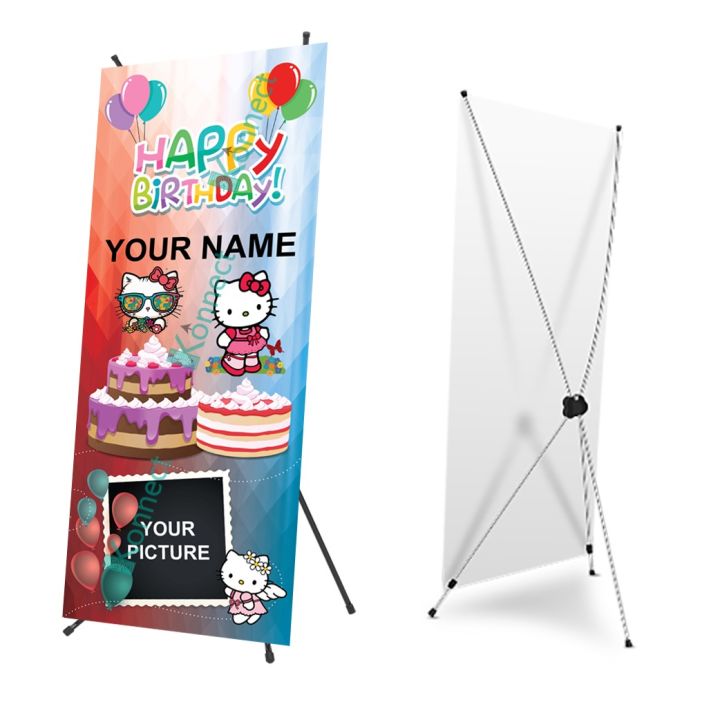Personalized Birthday Party Welcome X Stand With Banner | Hello Kitty ...