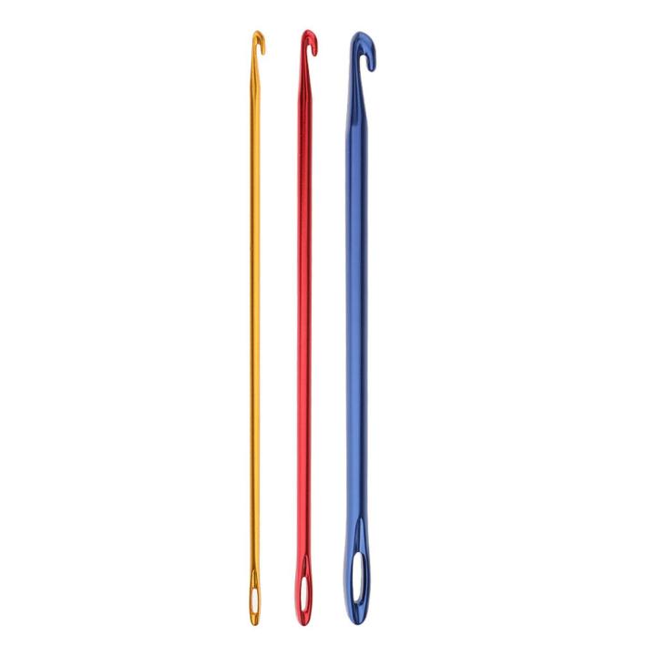 Aluminum TUNISIAN AFGHAN Crochet Hook Knit Needle with an Eye Knitting ...