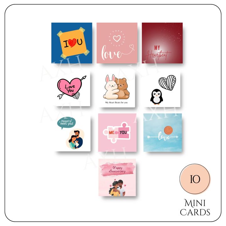 Mini Love Cards – Set of 10 Adorable 2x2” Folded Cards with Heart ...